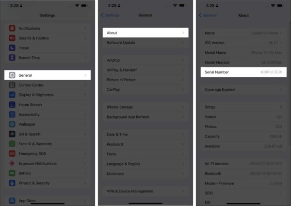 How to find the serial number of your iPhone or iPad (9 Ways)