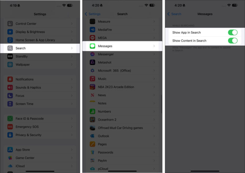 How to fix iPhone Message search not working