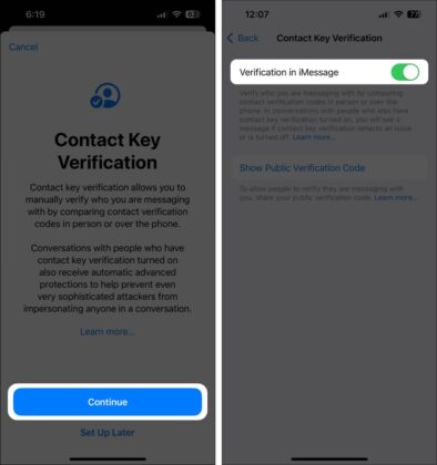 How to turn on iMessage Contact Key Verification on iPhone