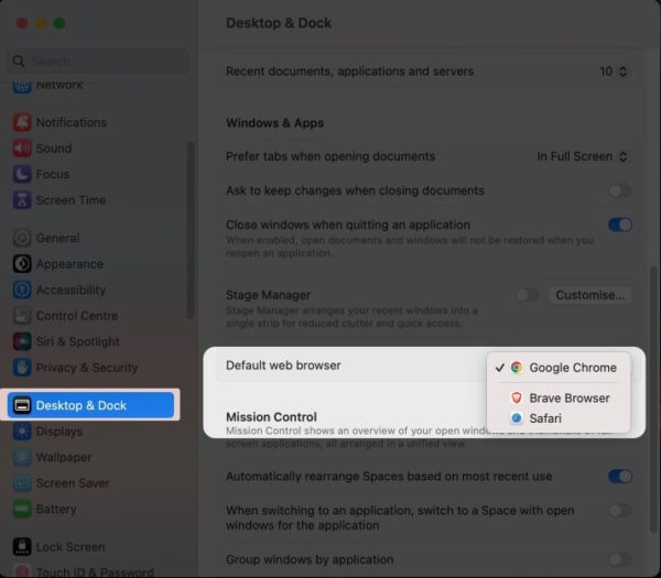 How to change default web browser on Mac