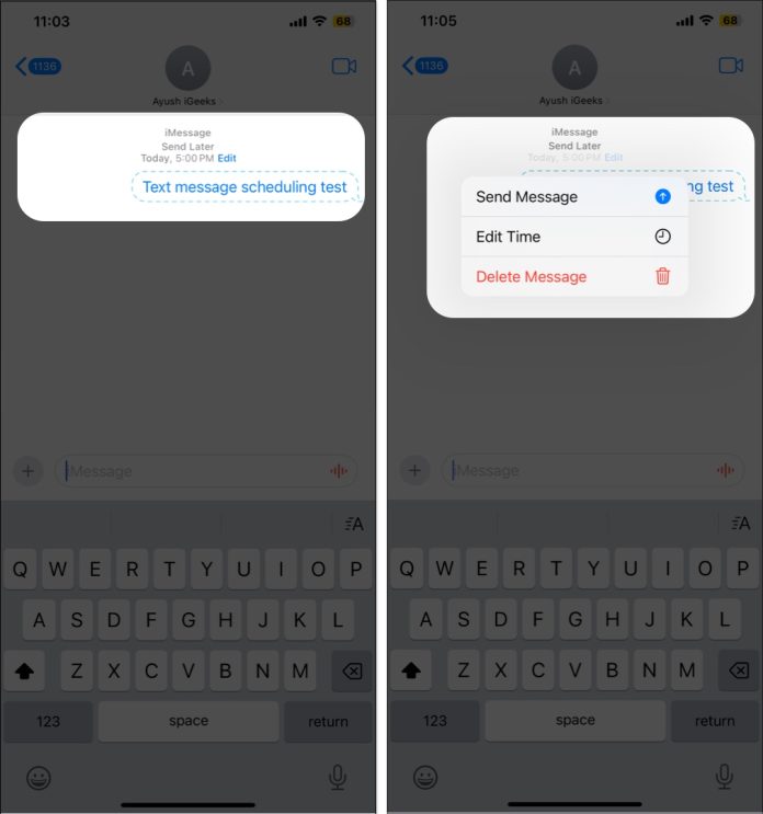 How to Schedule Messages on iPhone to Send Later – iGeeksBlog