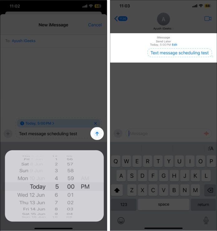 How to Schedule Messages on iPhone to Send Later – iGeeksBlog
