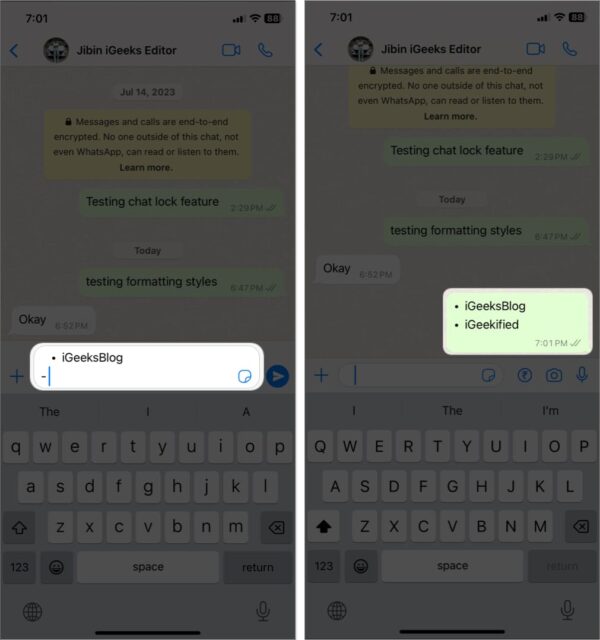 How to type Bold, Italic, and Strikethrough in WhatsApp on iPhone ...