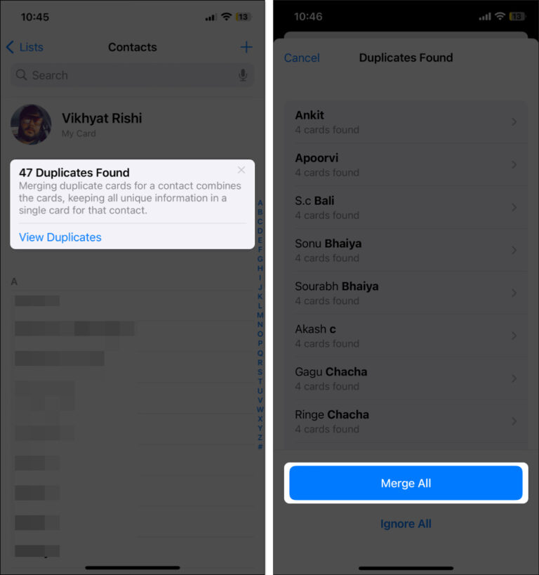 How to merge or delete duplicate contacts on an iPhone