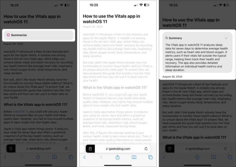 How to Summarize WebPages in Safari on iPhone and Mac – iGeeksBlog