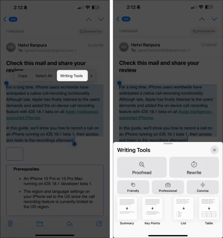 How to Use Apple Intelligence in the Mail App on iPhone
