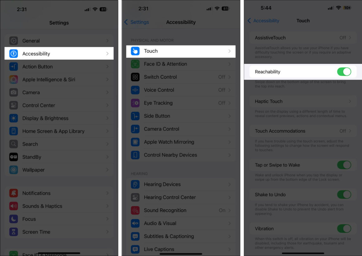 Reachability on iPhone: Reach the top of your screen with one hand