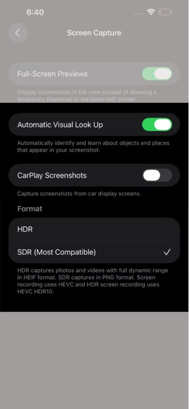 How to Disable Full-Screen Screenshot Previews in iOS 26
