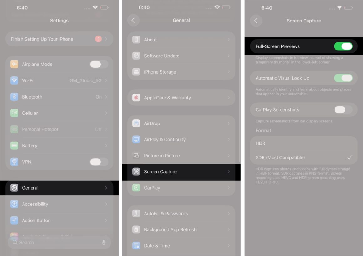 How to Disable Full-Screen Screenshot Previews in iOS 26